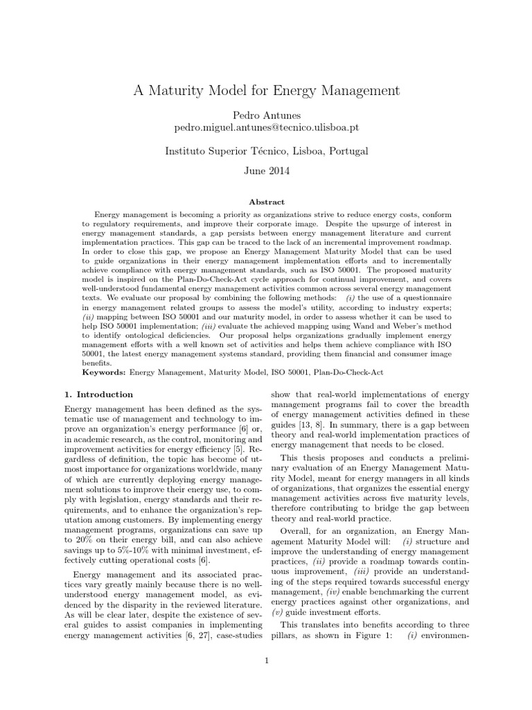 A Maturity Model For Energy Management | PDF | Energy Management ...