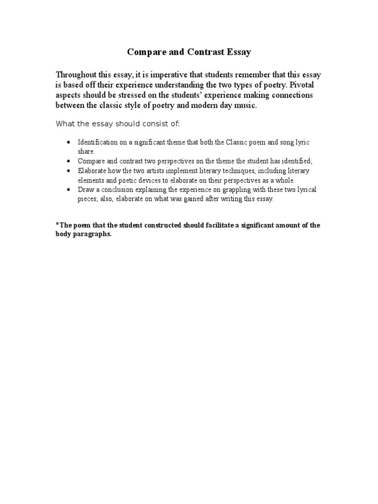Compare and Contrast Essay: Body Paragraphs | PDF