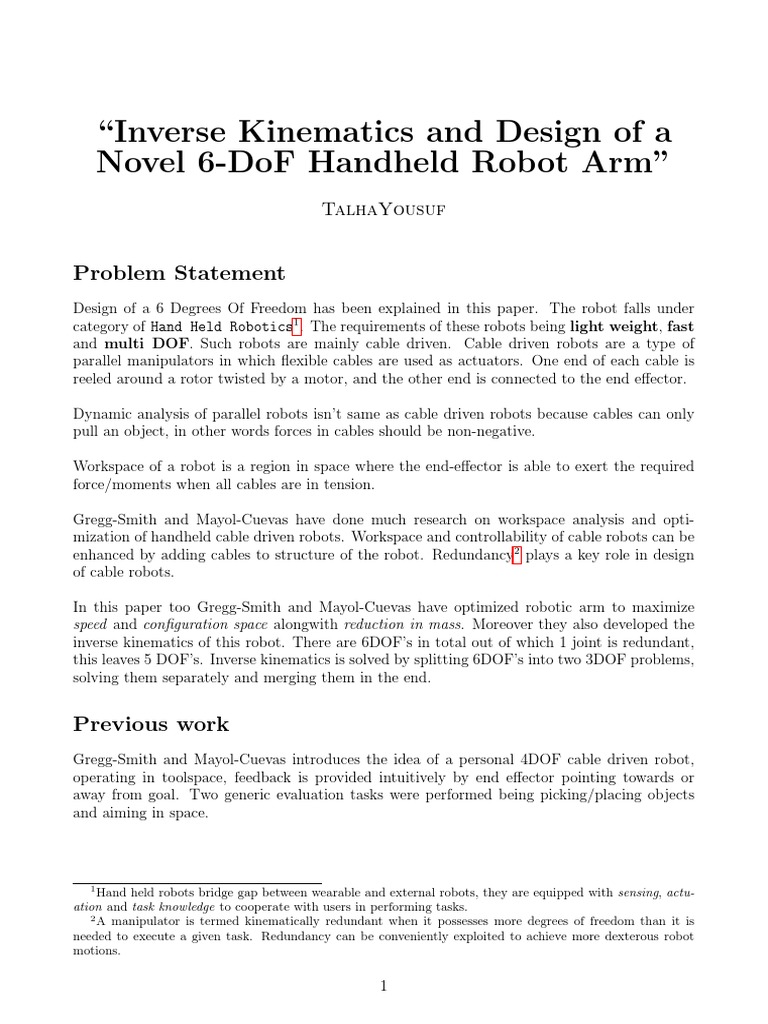 Robotics Assignment | PDF | Robot | Robotics