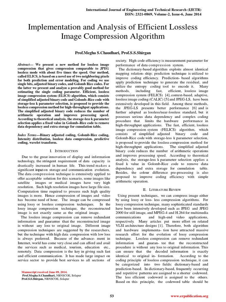 Implementation and Analysis of Efficient Lossless Image Compression Algorithm | PDF | Data ...