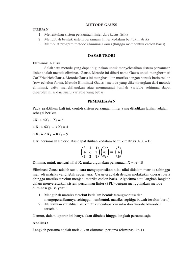 Eliminasi Gauss | PDF