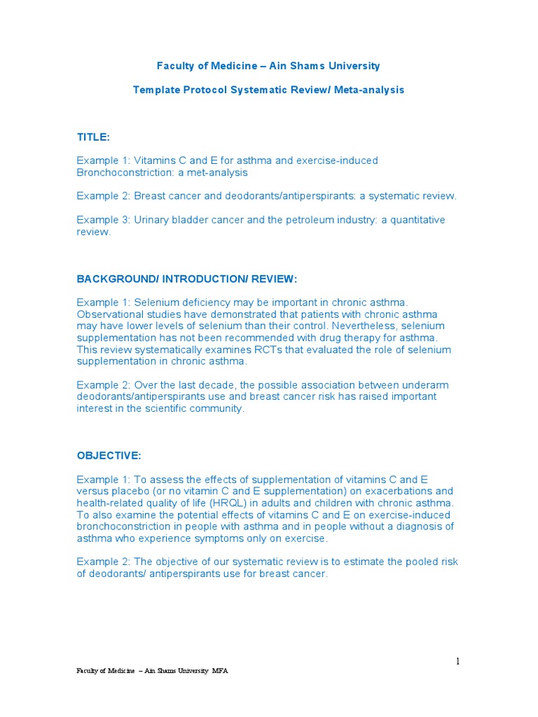 Template Meta-Analysis Faculty of Medicine ASU | PDF | Randomized ...