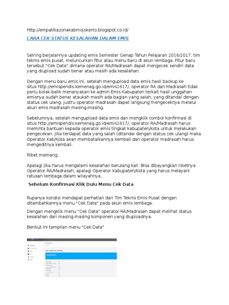 Fitur Baru Cek Data EMIS Pendis | PDF