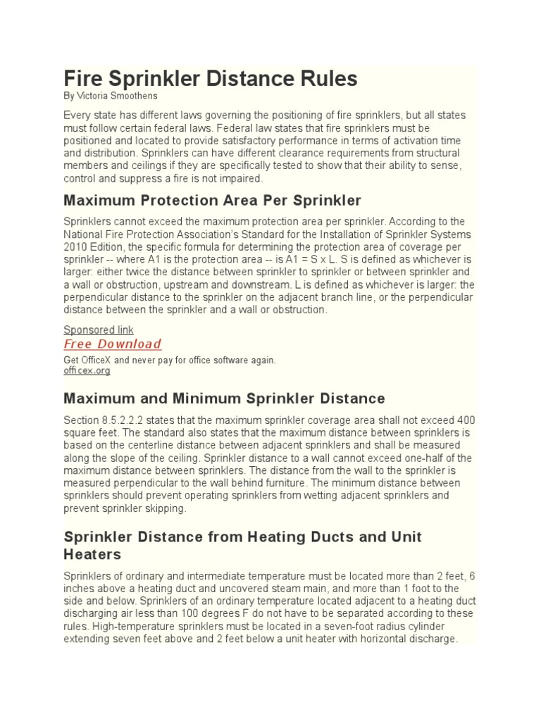 Fire Sprinkler Distance Guidelines | PDF | Fire Sprinkler System ...