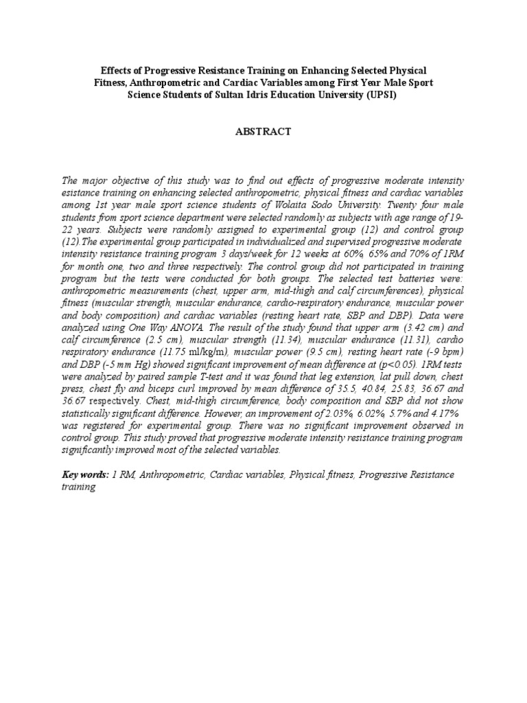 Effects of Progressive Resistance Training On Enhancing Selected ...