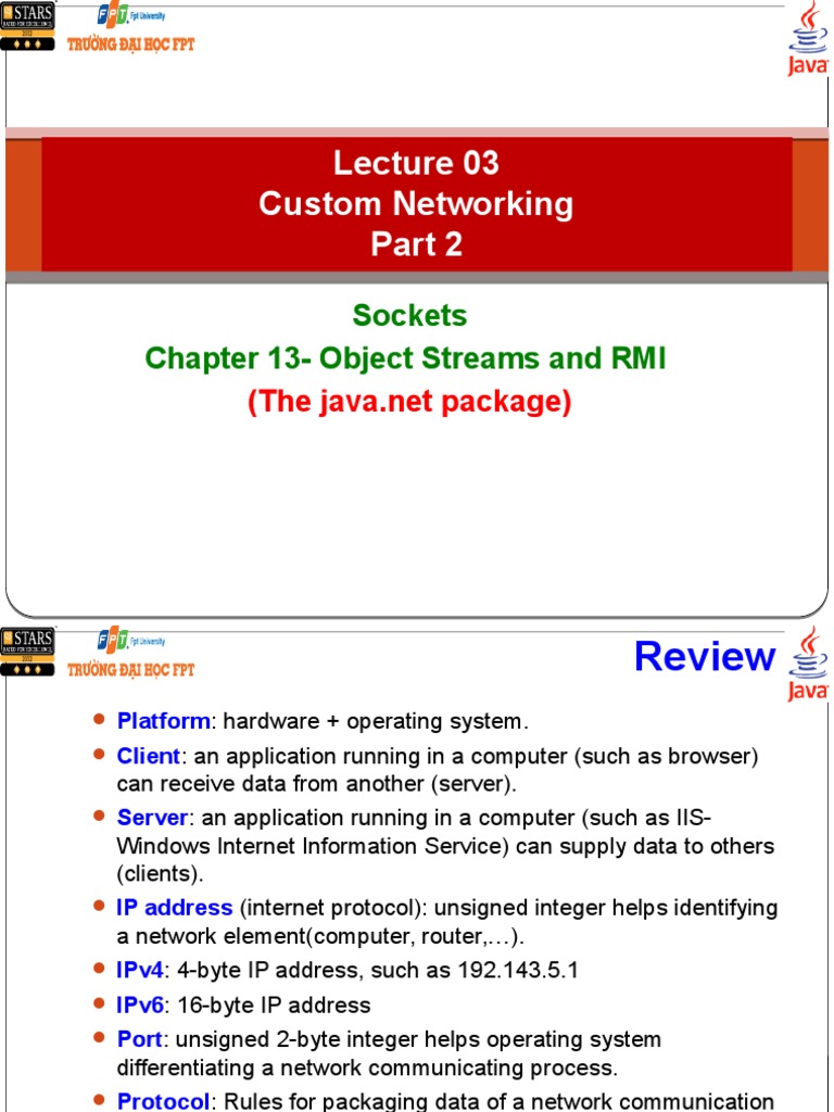 Custom Networking: Sockets Chapter 13-Object Streams and RMI | PDF ...