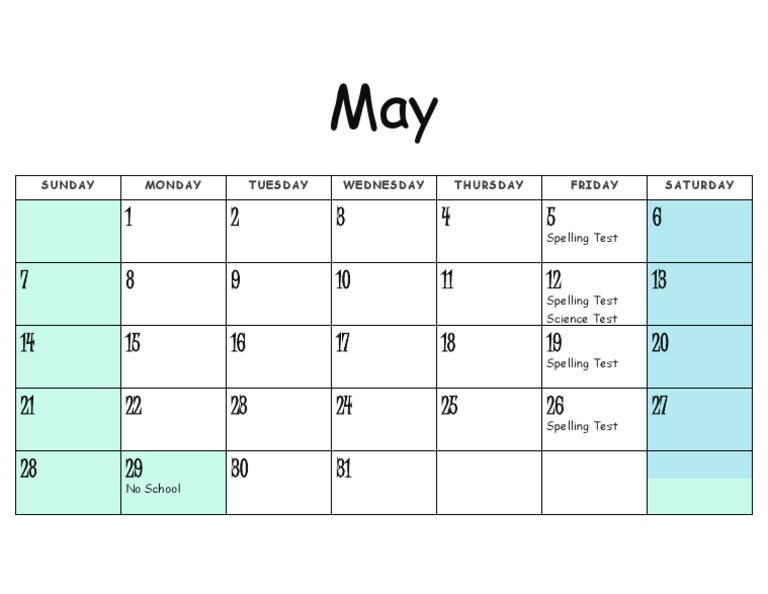 May 2023 Test Schedule | PDF
