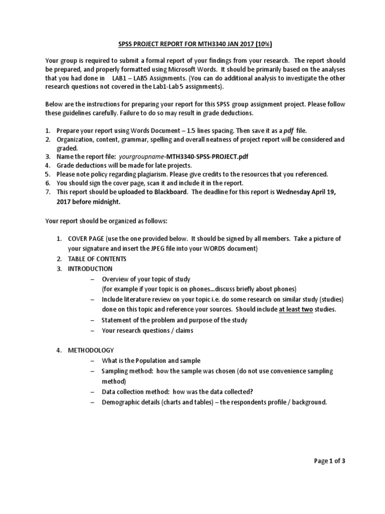SPSS Project Report Guidelines | PDF | Statistics | Scientific Method