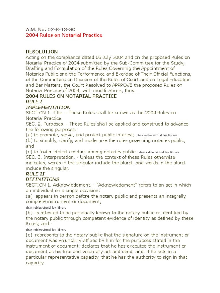 Rules On Notarial Practice | PDF | Notary Public | Signature