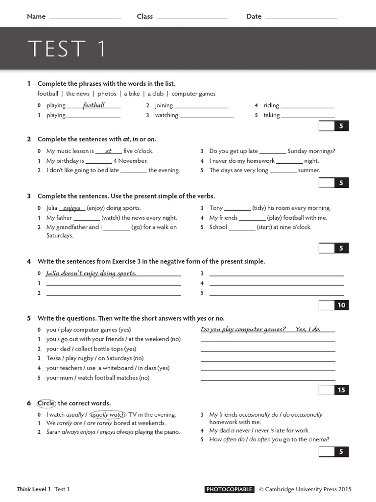 Unit 1 Test - Think | PDF | Syntax | Grammar