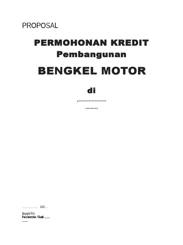 PROPOSAL Bengkel Motor | PDF