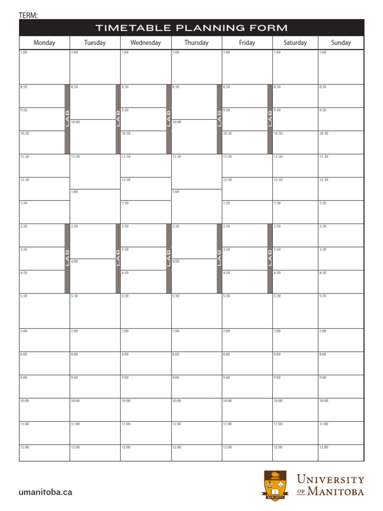 Timetable Planning Form PDF | PDF | Sports | Leisure