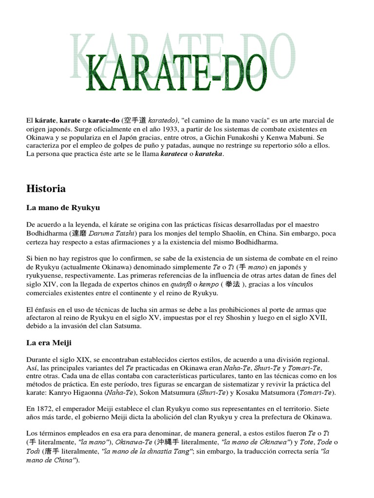 El Karate Do | PDF | Kárate | Artes marciales japonesas