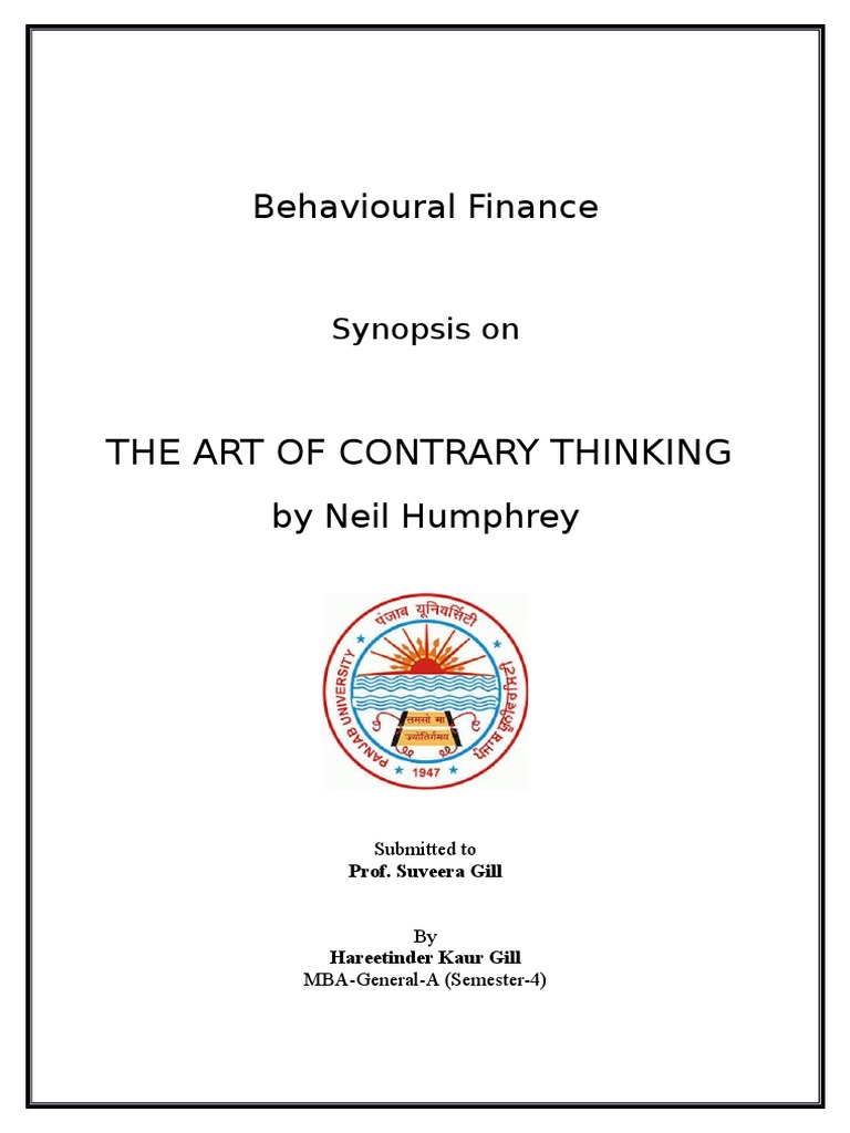 Synopsis Contrary Thinking | PDF | Economic Bubble | Speculation