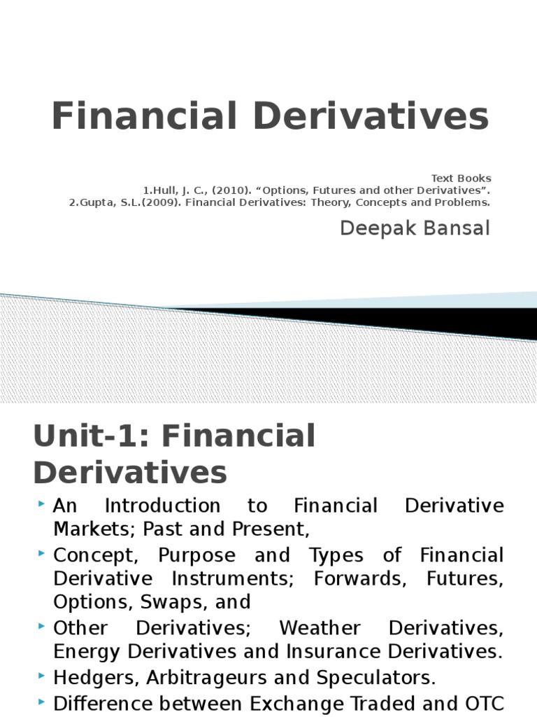 Introduction to Financial Derivatives | PDF | Futures Contract ...