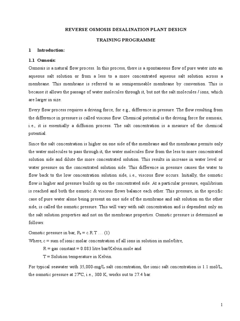 Designing an Effective Training Program for Reverse Osmosis ...