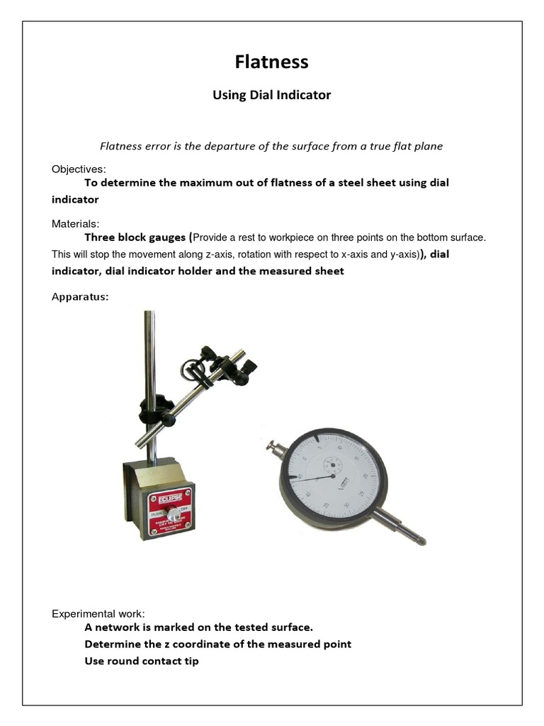 Measuring Flatness with Dial Indicator | PDF | Tools | Measuring Instrument