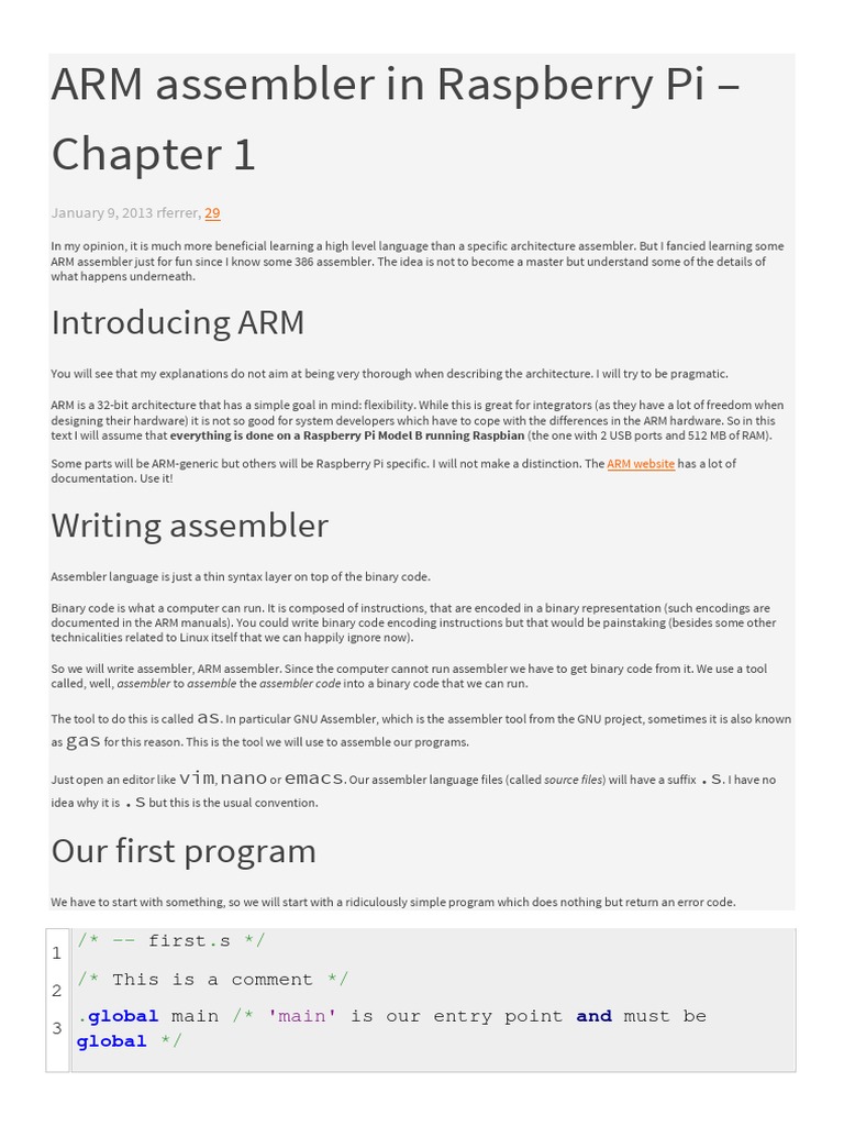 ARM Assembler in Raspberry Pi | PDF | Assembly Language | Arm Architecture