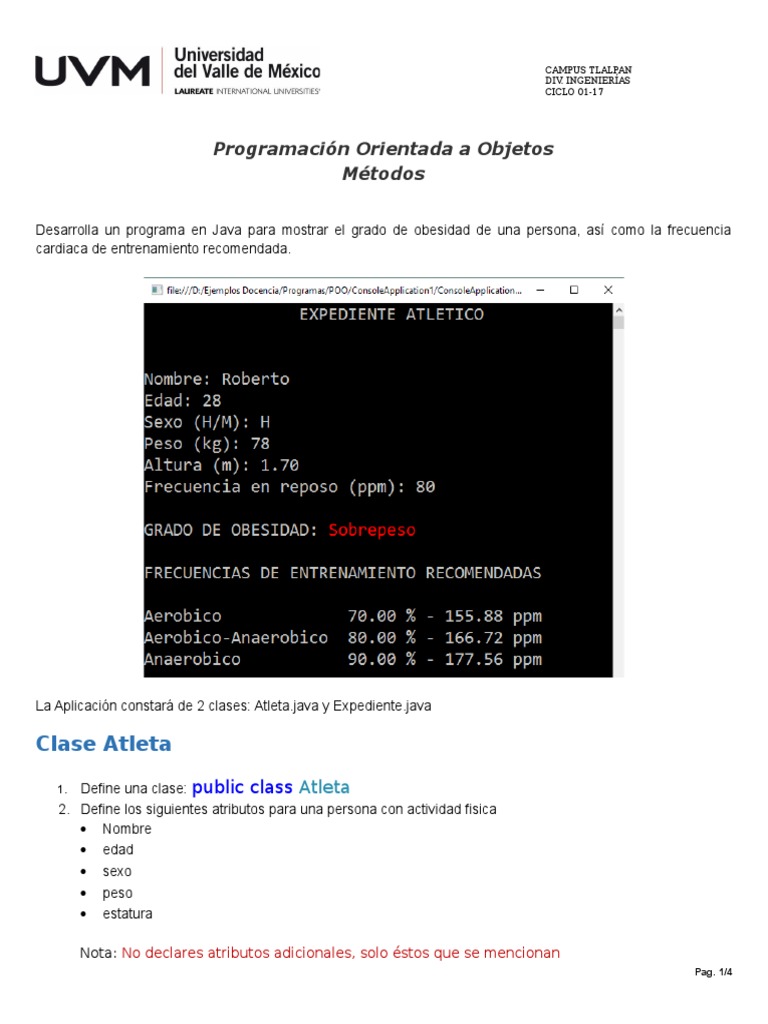 Ejercicios POO | PDF | Índice de masa corporal | Java (lenguaje de ...