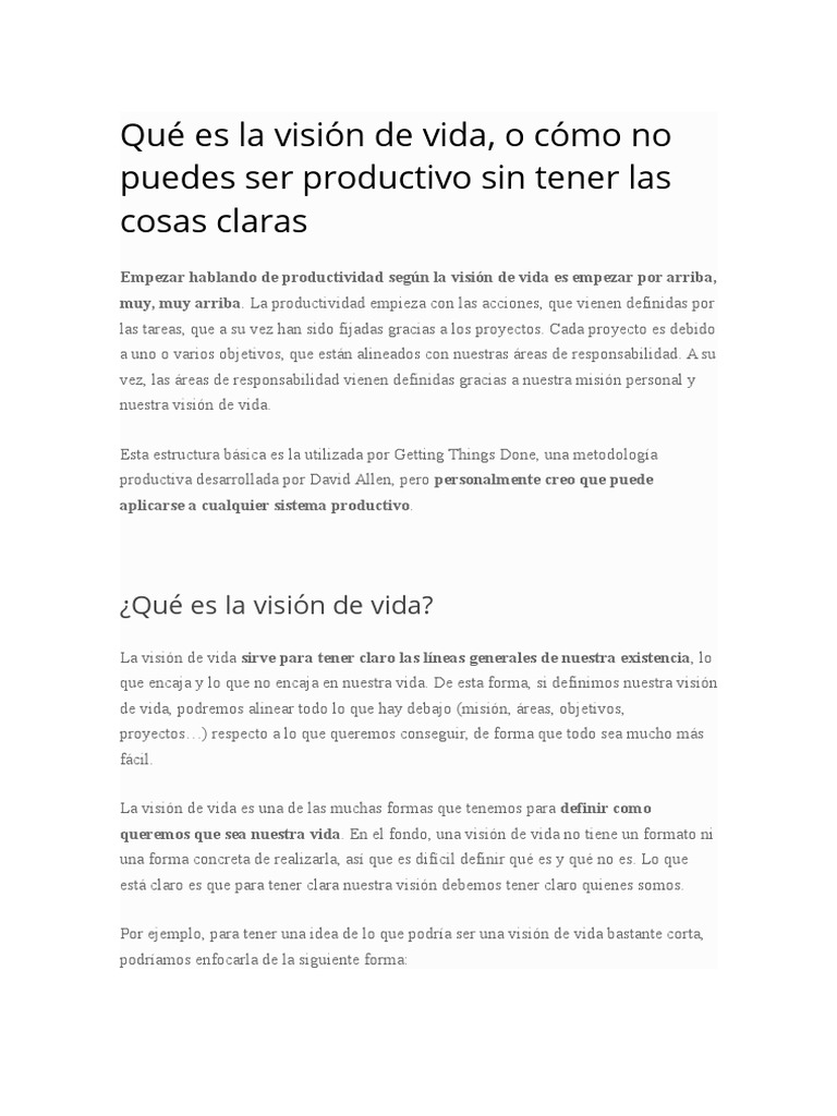 Qué Es La Visión de Vida | PDF | Desarrollo personal