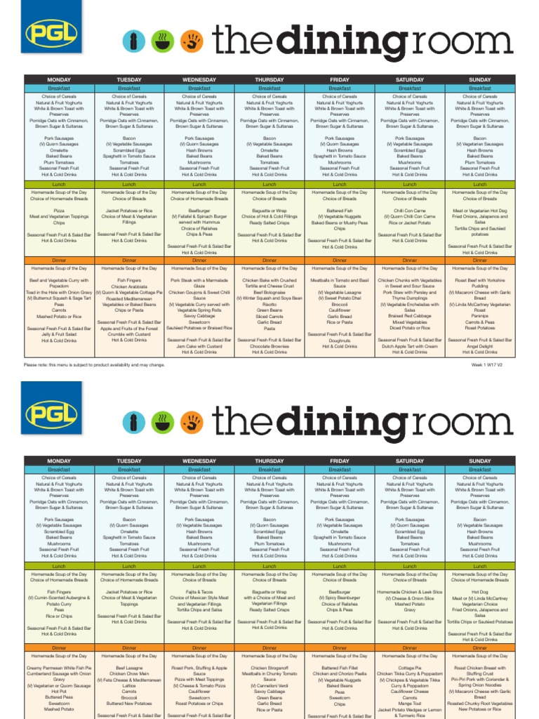 PGL UK Menu English | Sausage | Salad