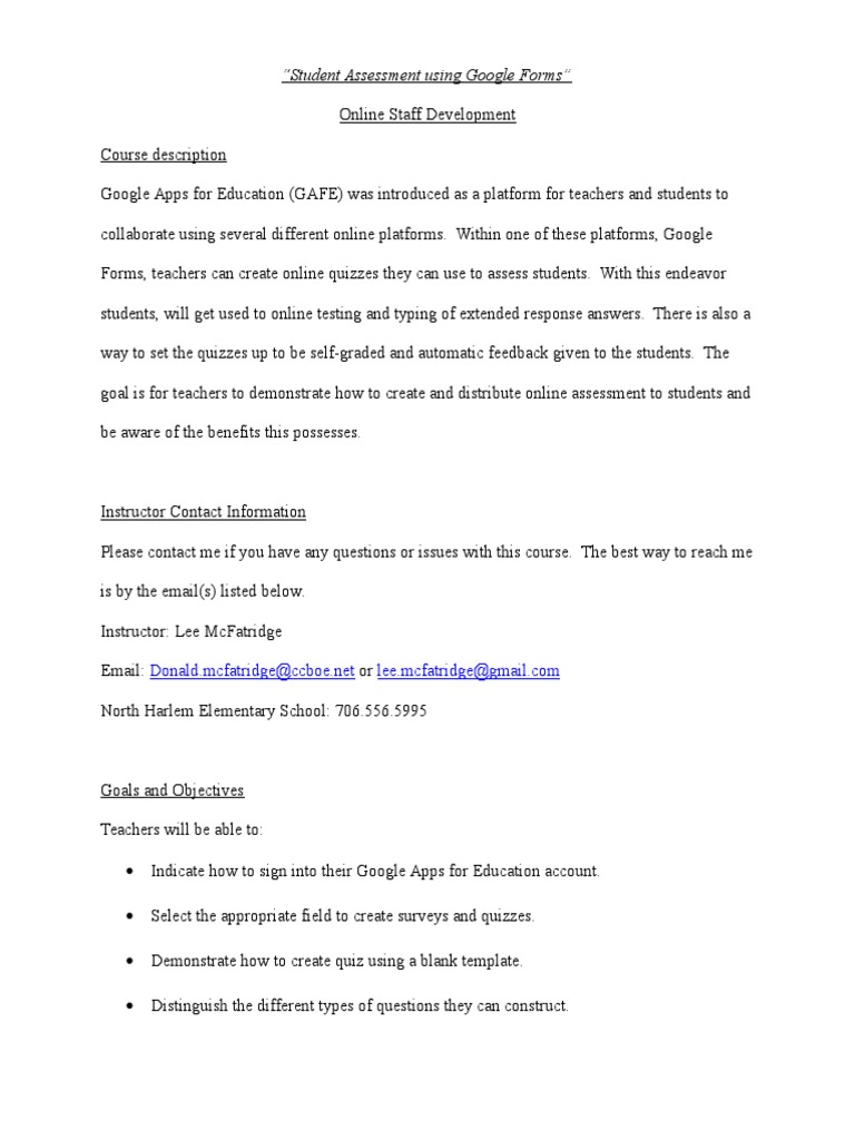 Google Forms for Student Assessment | PDF | Quiz | Educational Assessment