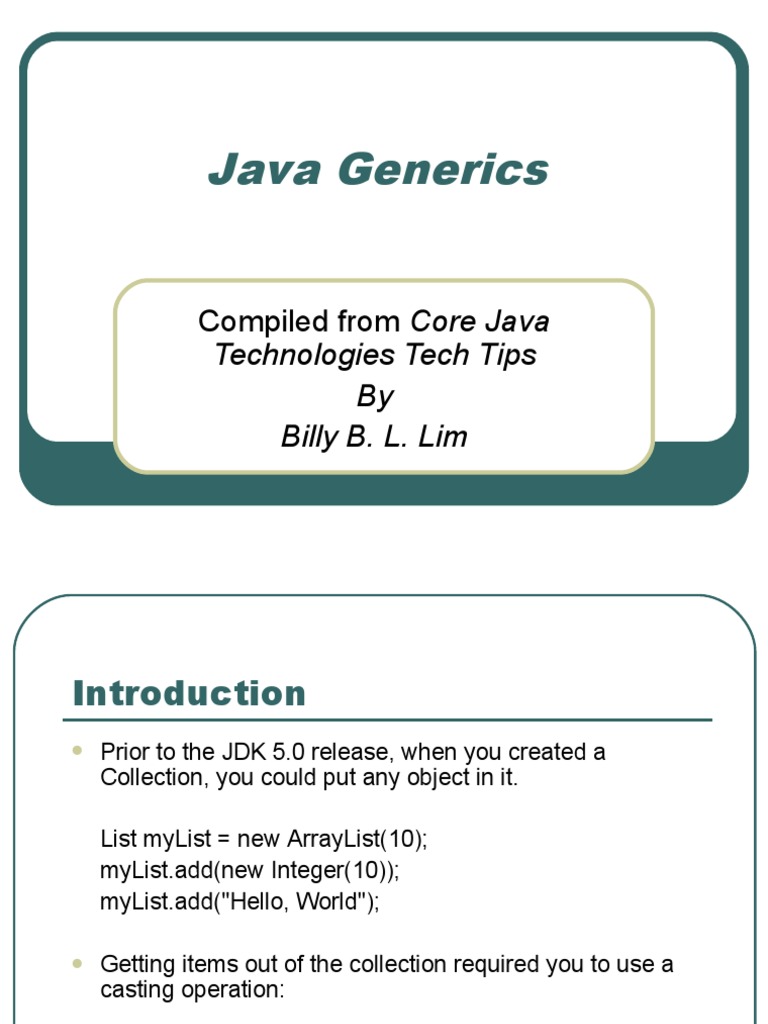 Java Generics: Compiled From Core Java | PDF | Computing | Software Engineering