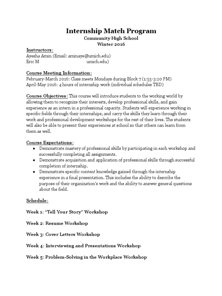 Internship Match Program: Orgel (E (Mail: Emorgel@ | PDF | Internship ...