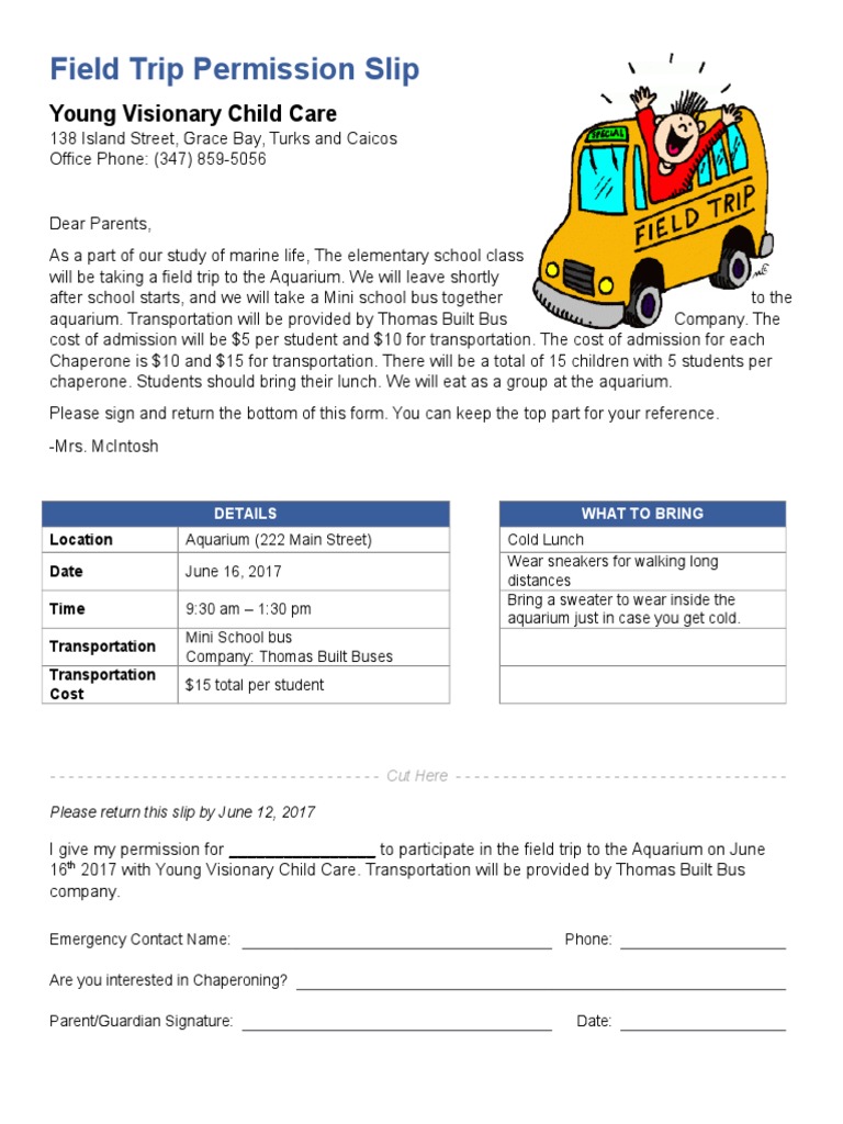 Field Trip Permission Slip | PDF
