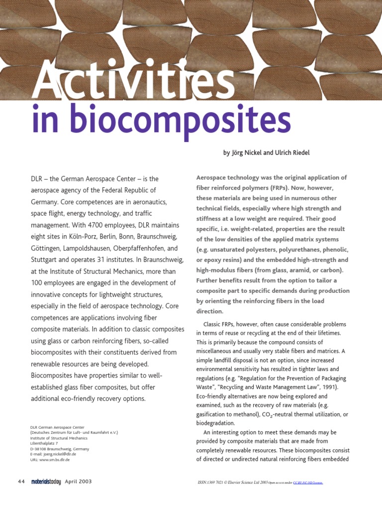 Activities in Biocomposites | PDF | Composite Material | Cross Link