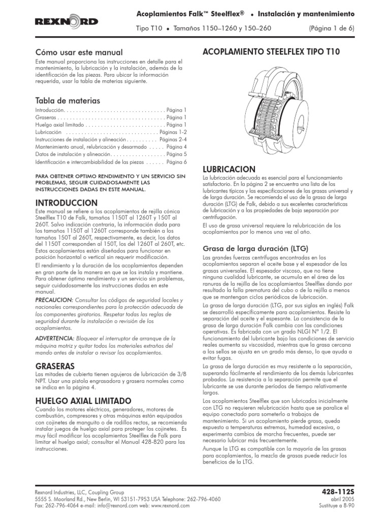 428 112s Falk Steelflex Type T10, Sizes 150 260,1150 1260 Grid ...