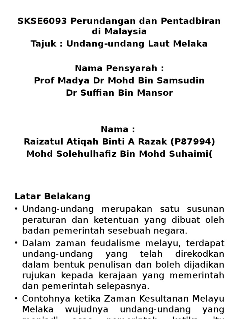 Undang Laut Melaka Slide | PDF