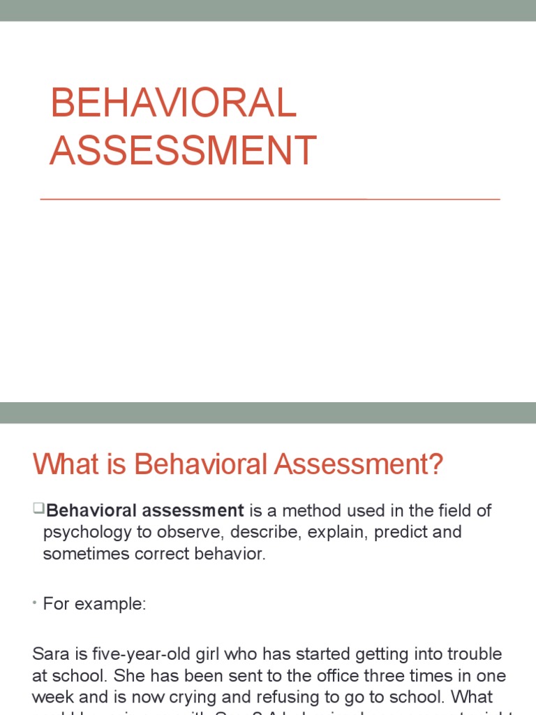Behavioral Assessment | Psychological Evaluation | Positive Psychology
