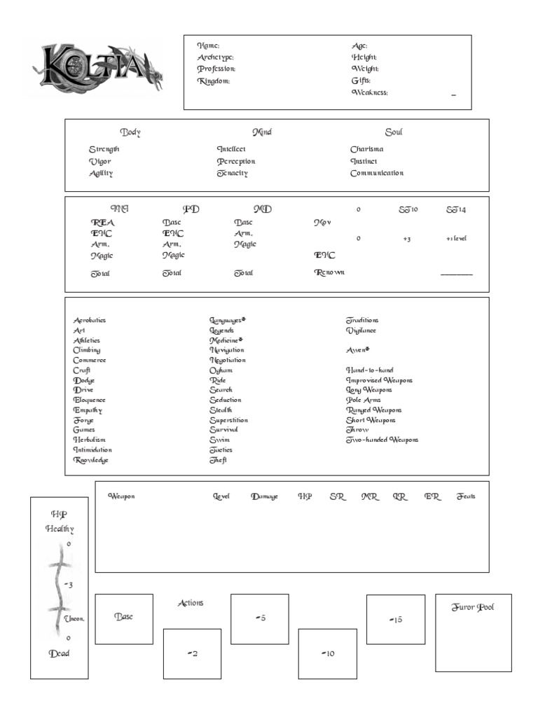 Character Sheet Template for RPGs | PDF | Leisure