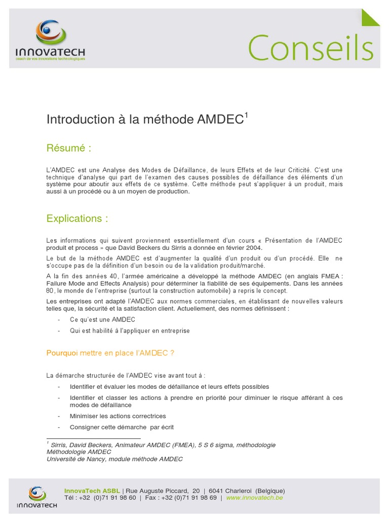 La Methode Amdec PDF | PDF | Science | Ingénierie