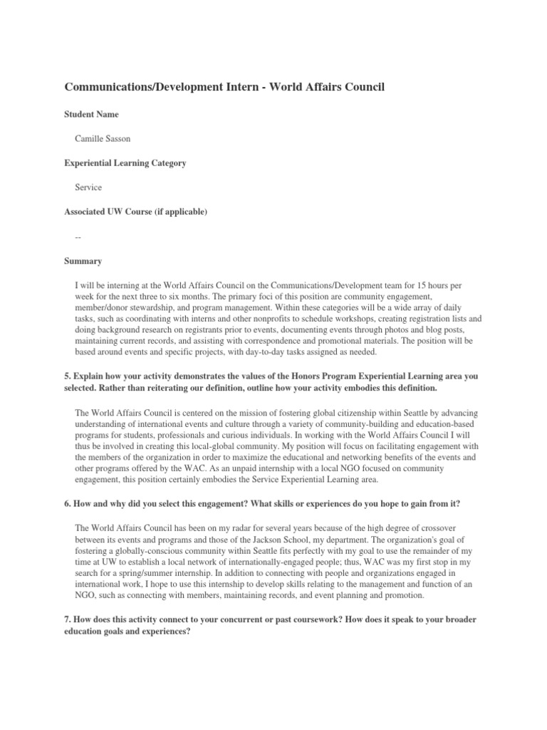 Wac Application | PDF | Internship | Job Hunting