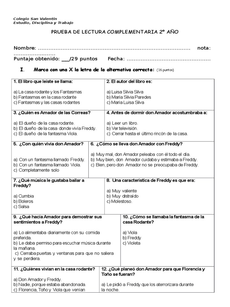 Prueba Fantasmas en La Casa Rodante | PDF | Ocio