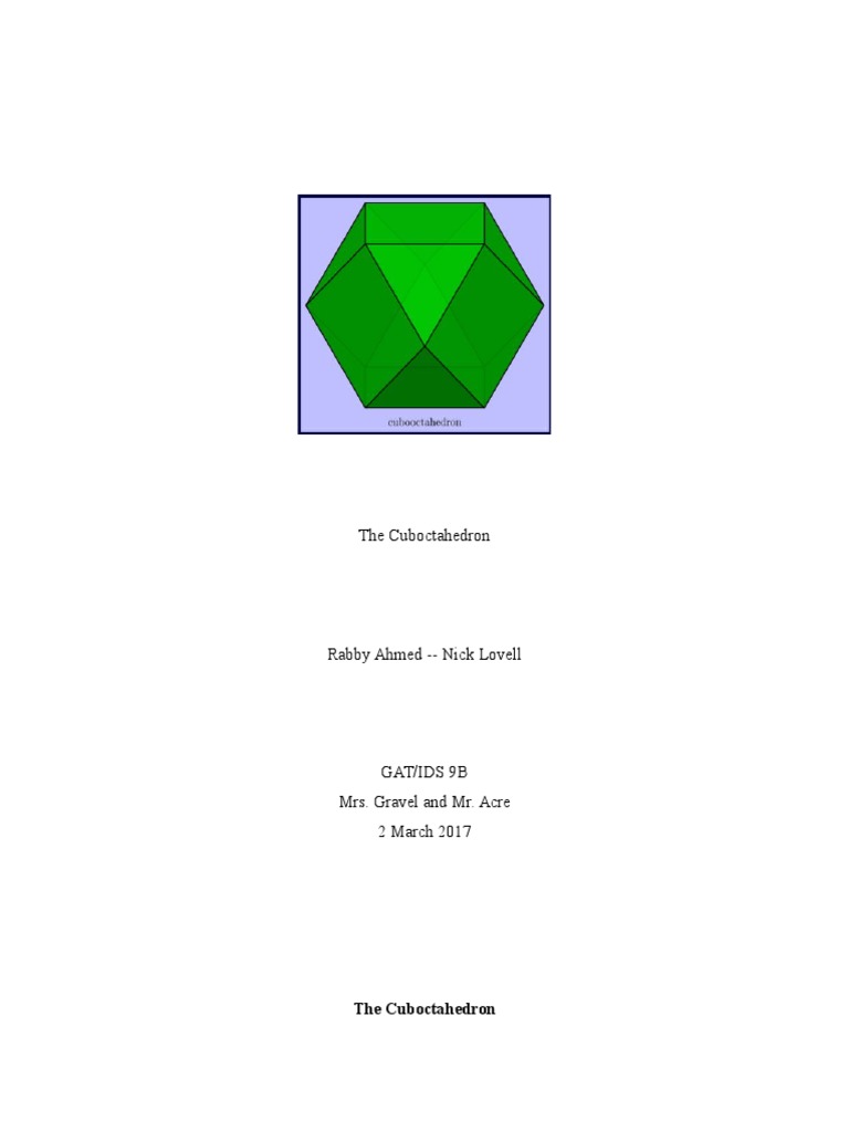 Understanding the Cuboctahedron's Geometry | PDF | Area | Triangle