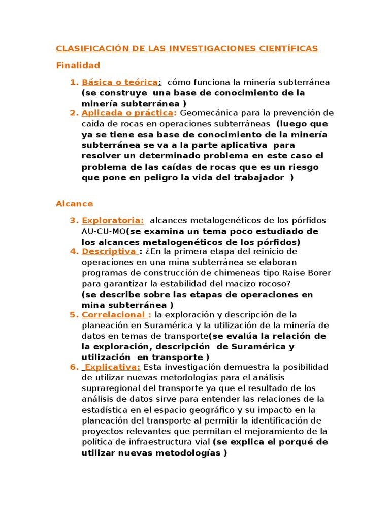 Investigacion Científica Ejemplos | PDF | Minería | Transporte