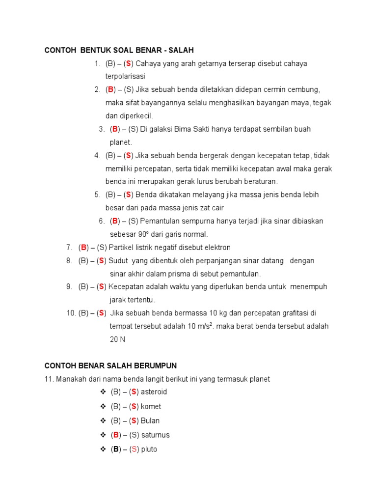 Contoh Soal Objektif 2017 | PDF