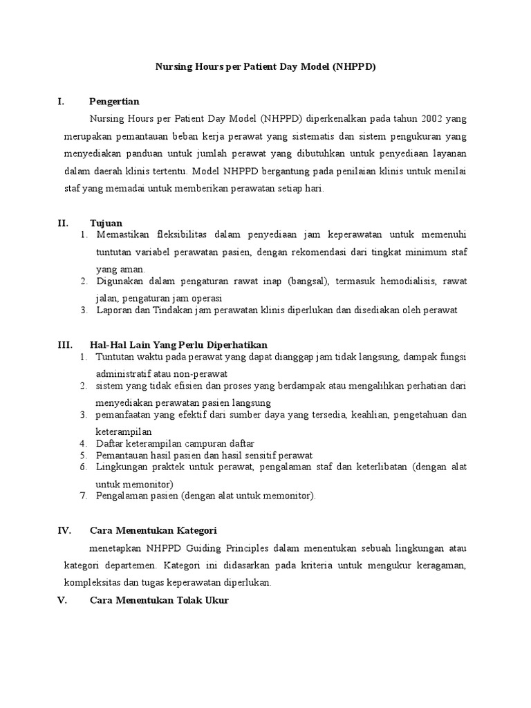 Model NHPPD untuk Jam Keperawatan | PDF