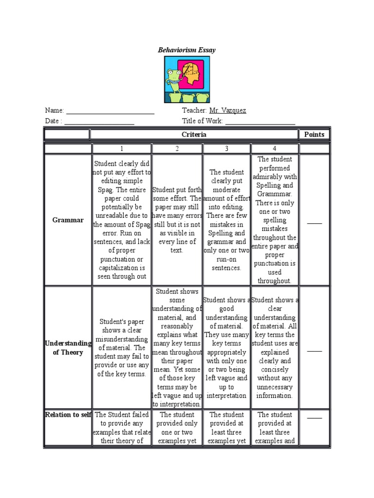 Behaviorism Essay Rubric | PDF | Semiotics | Psychology