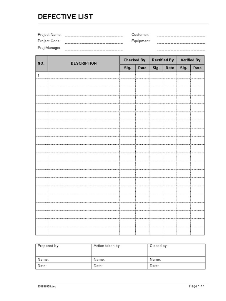 Defect List Format | PDF | Computing | Computing And Information Technology