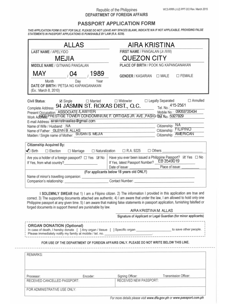 Passport Applicationform 2015