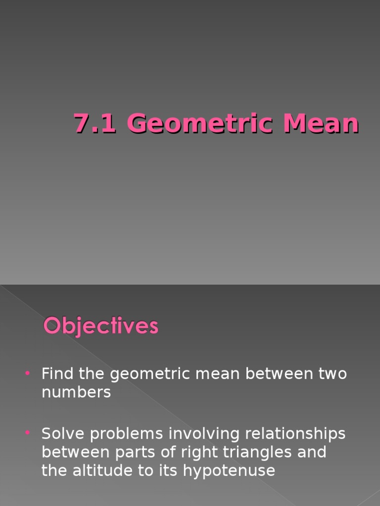 Geometric Means and Right Triangle Relationships | PDF | Triangle ...