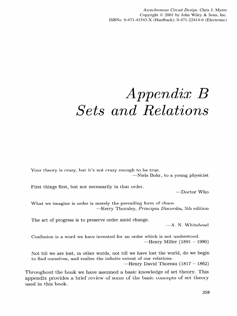 Appendix B Sets and Relations | PDF | Set (Mathematics) | Analysis