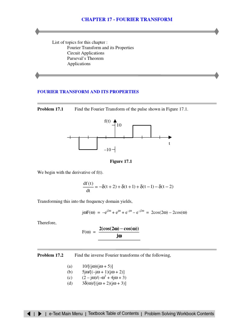 Chapter 17 - Fourier Transform | PDF | Electrical Engineering ...
