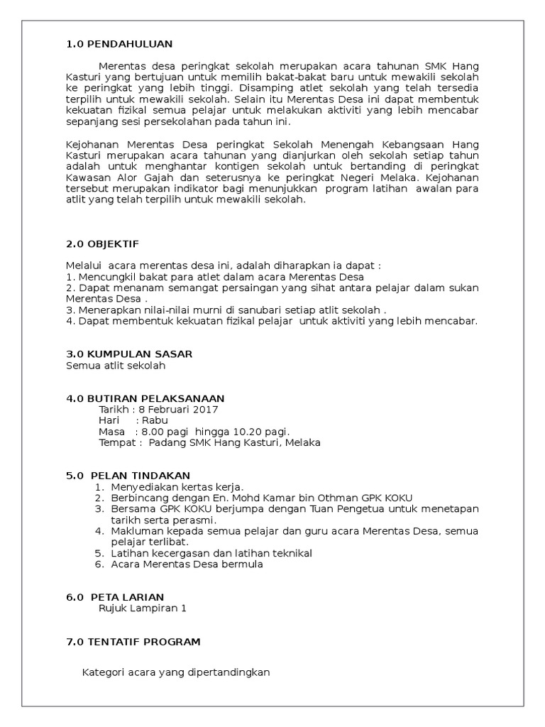 Contoh Laporan Merentas Desa
