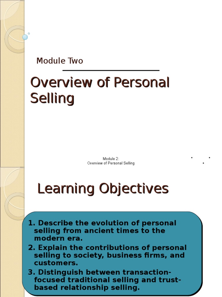 CH 2-Overview of Personal Selling | PDF | United Parcel Service | Sales
