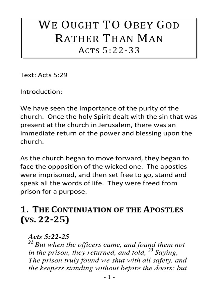 05 - We Ought to Obey God Rather Than Man | Acts Of The Apostles | Jesus